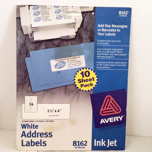 Avery | Office | Avery White Address Labels 862 Ink Jet 1 Sheets | Poshmark